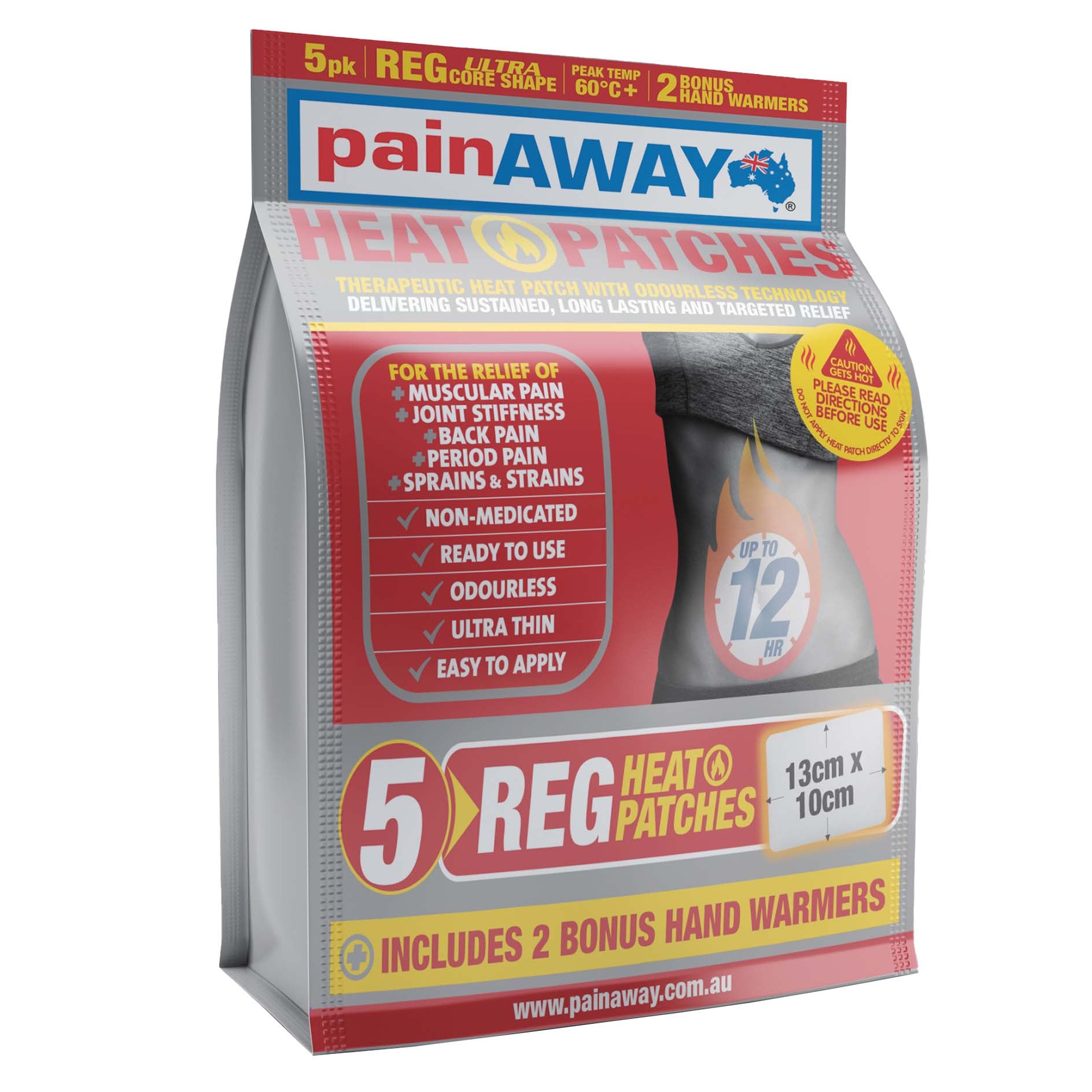 PAIN AWAY HEAT PATCH REGULAR 5 PACK - Pain Away Australia
